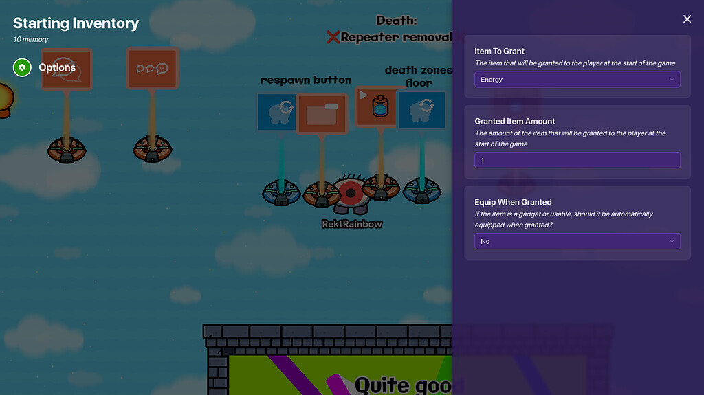 Help on starting inventory and it NOT showing a notification - Help - Gimkit Creative