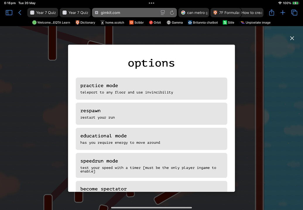 How do you make a menu for platformer - Help - Gimkit Creative