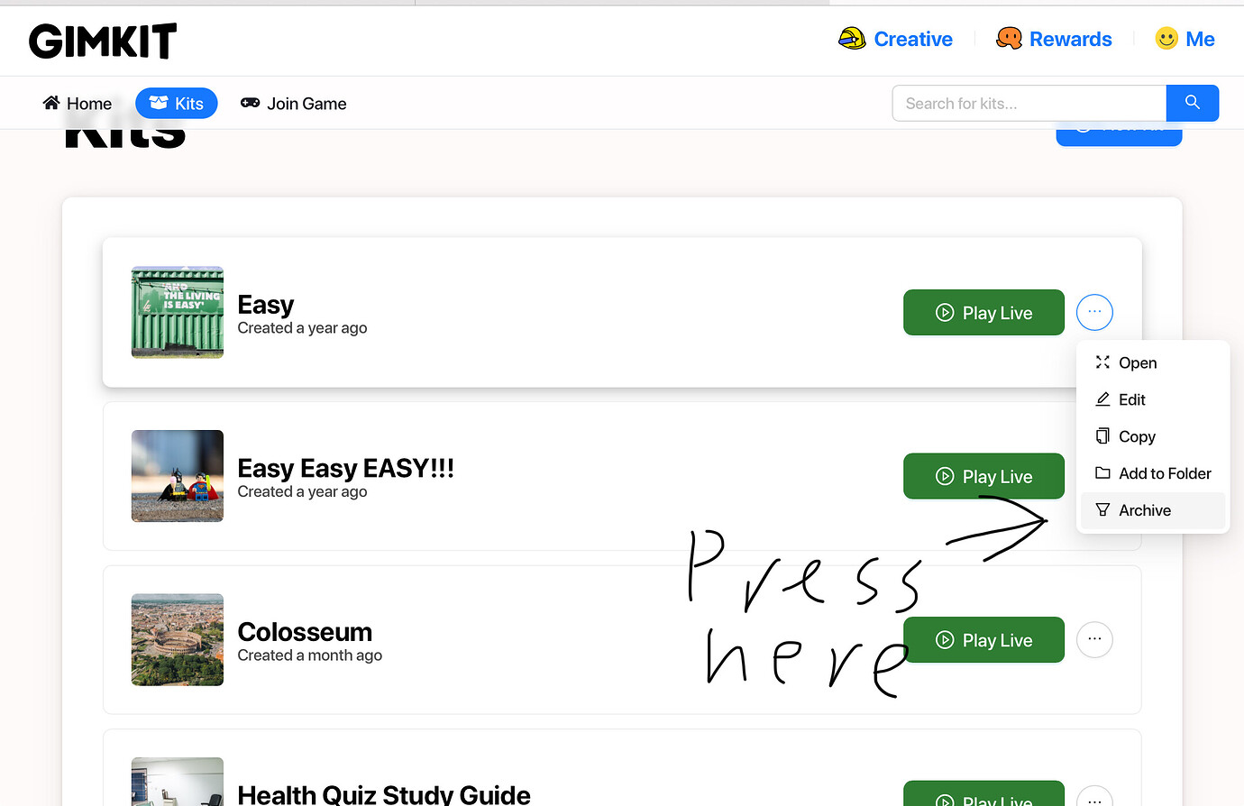 How To Delete Kit - Help - Gimkit Creative