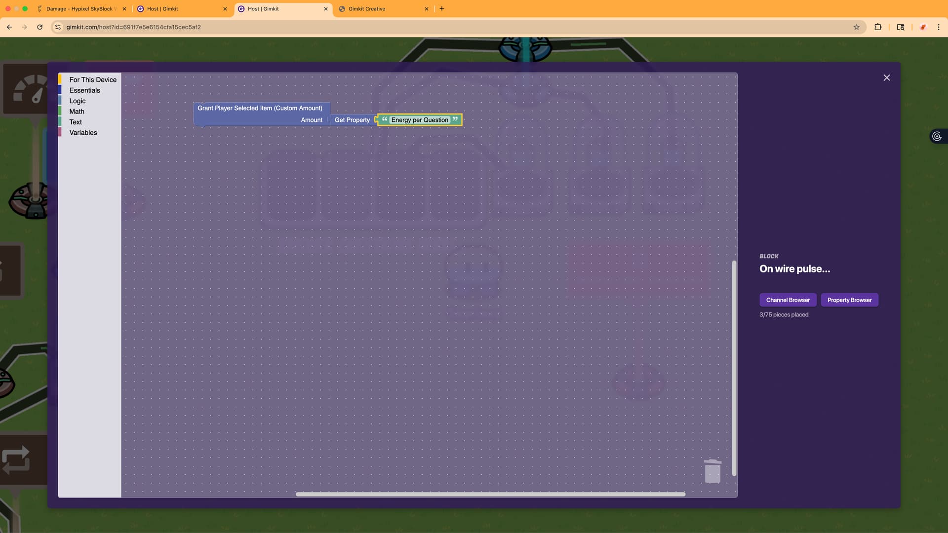 Why does the item granter not grant the value of the property - Help - Gimkit Creative