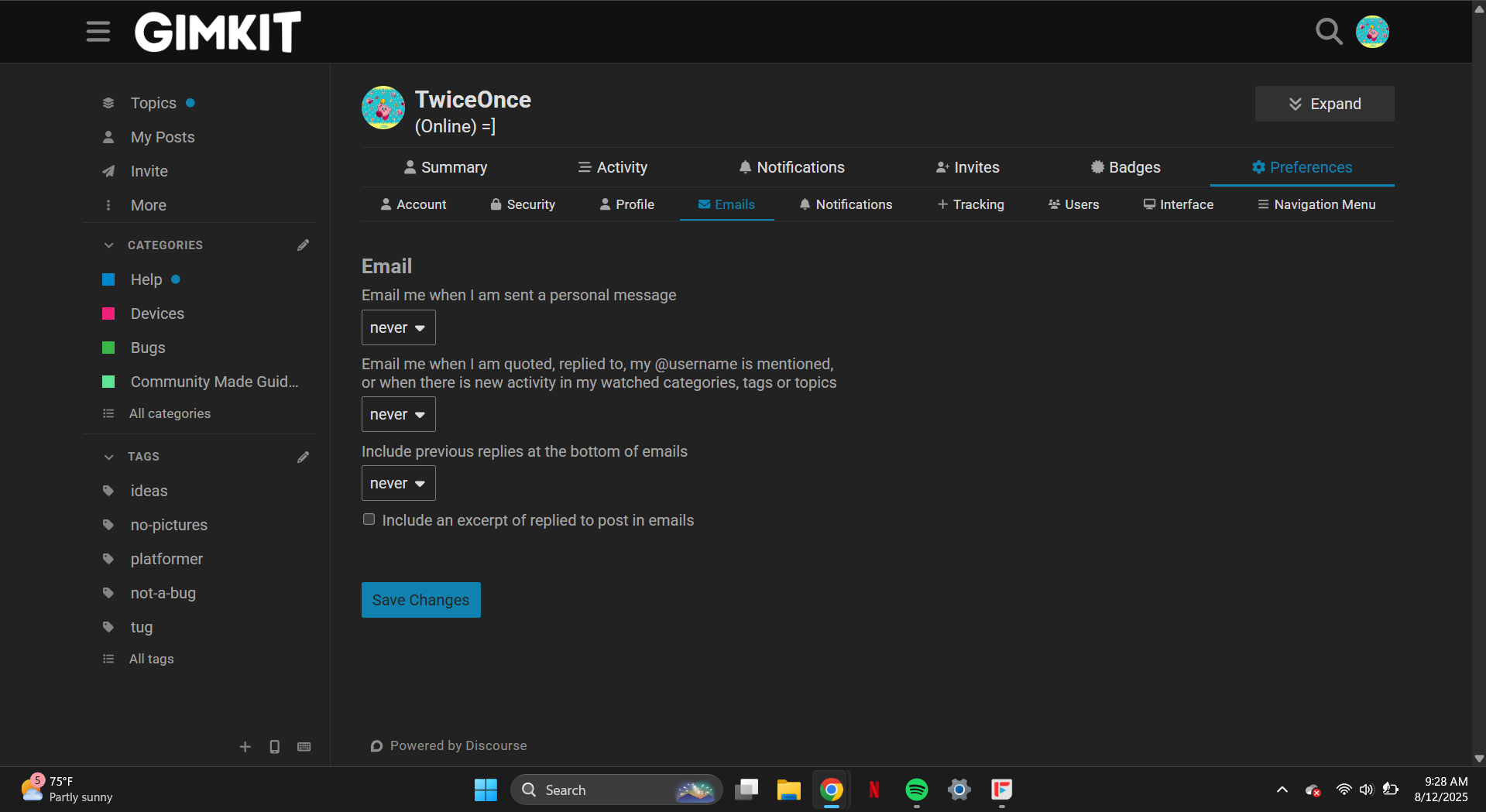 How do i stop recieving emails from the forum - Help - Gimkit Creative
